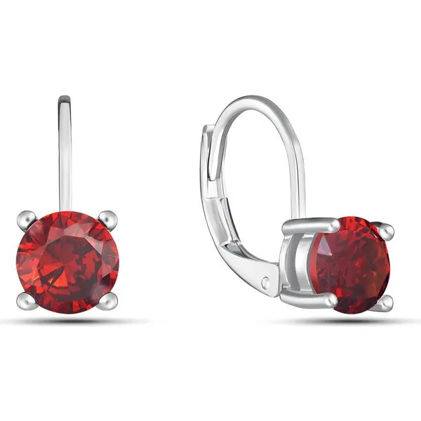 DONATELLO GIAN Round Cut Leverback Earrings - Red