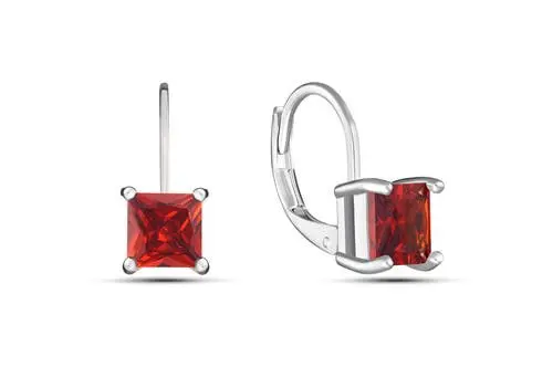 DONATELLO GIAN Name' Square Cz Lever Back Earrings - Red