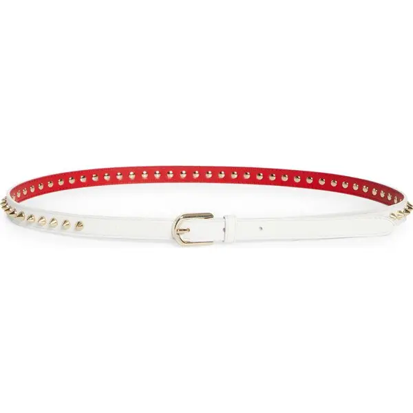 CHRISTIAN LOUBOUTIN Cabata Spike Leather Belt - Bianco/ Gold
