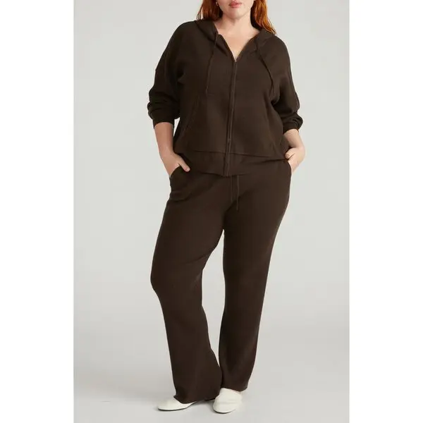 Universal Standard Rib Knit Zip-up Hoodie - Chocolate