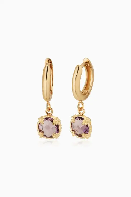 ORADINA 14k Gold Amethyst And Blue Topaz Drop Earrings - Yellow Gold - Amethyst