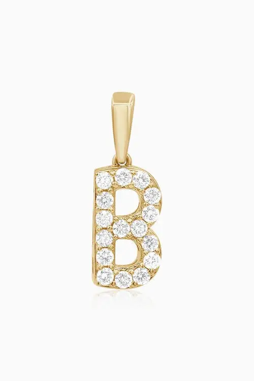 ORADINA 14k Gold Diamond Initial Pendant - Yellow Gold - B