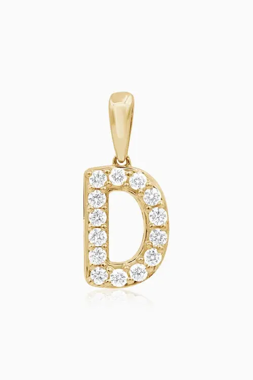 ORADINA 14k Gold Diamond Initial Pendant - Yellow Gold - D