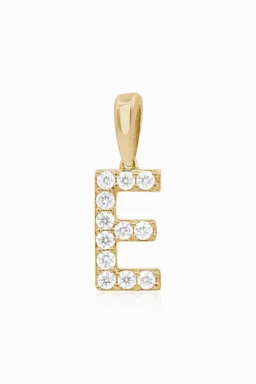 ORADINA 14k Gold Diamond Initial Pendant - Yellow Gold - E