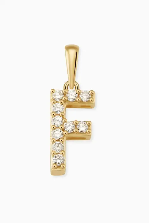 ORADINA 14k Gold Diamond Initial Pendant - Yellow Gold - F