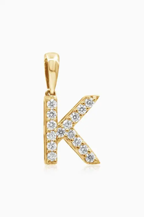 ORADINA 14k Gold Diamond Initial Pendant - Yellow Gold - K