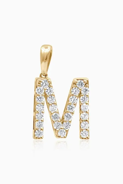 ORADINA 14k Gold Diamond Initial Pendant - Yellow Gold - M