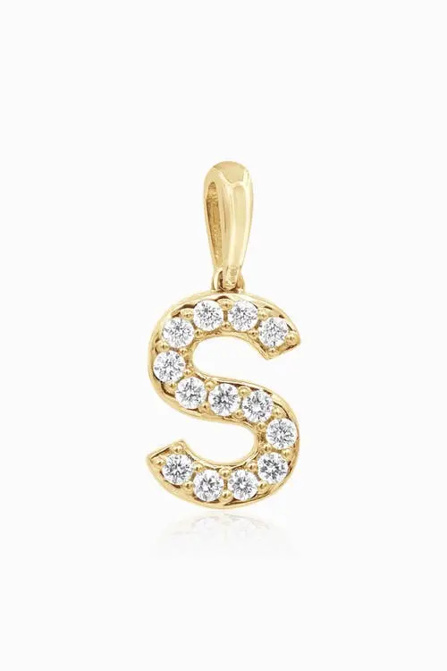 ORADINA 14k Gold Diamond Initial Pendant - Yellow Gold - S
