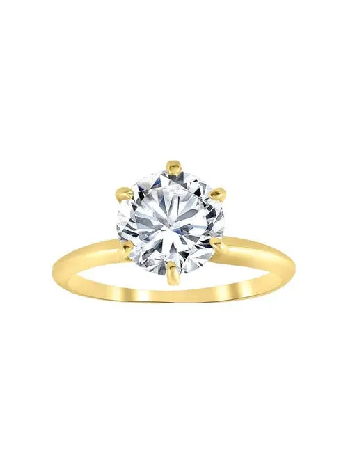 BLISS DIAMOND Certified 3ct Lab Grown Diamond Solitaire Ring - 14k Yellow Gold