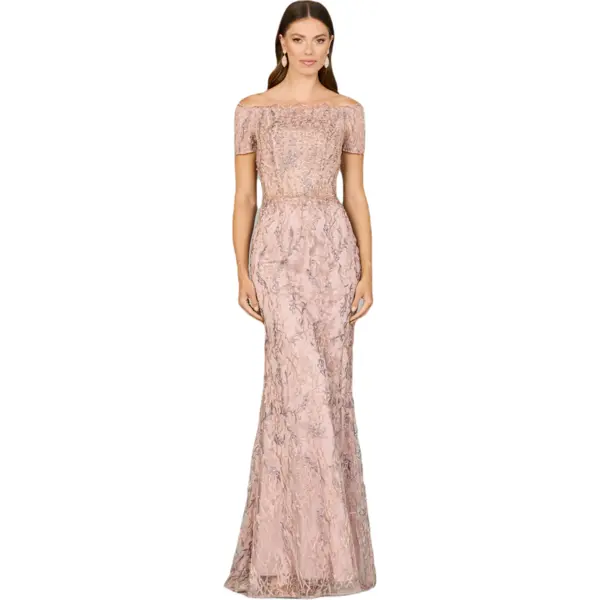 LARA NEW YORK Off-shoulder Mermaid Gown - Blush