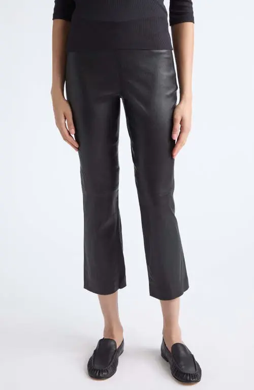 Vince Stretch Leather Crop Flare Pants - Black