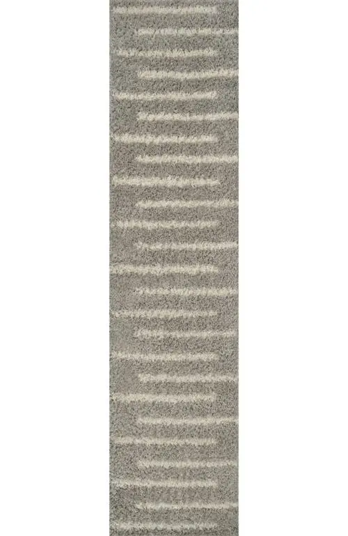 JONATHAN Y Alaro Berber Stripe Shag Area Rug - Gray/ivory
