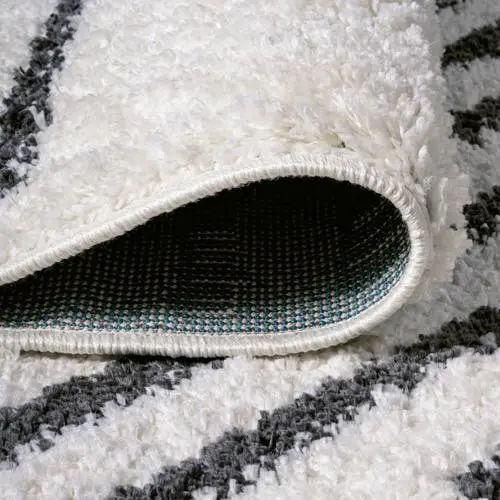 JONATHAN Y Petra Stripe Geometric Shag Area Rug