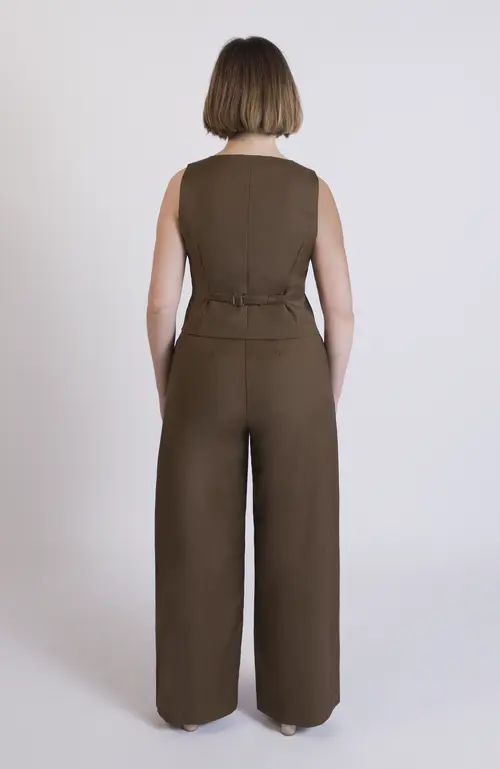 AAM THE LABEL Wool Wide Leg Trousers - Cocoa