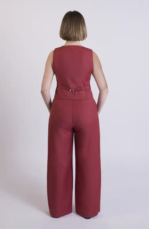 AAM THE LABEL Wool Wide Leg Trousers - Deep Salmon