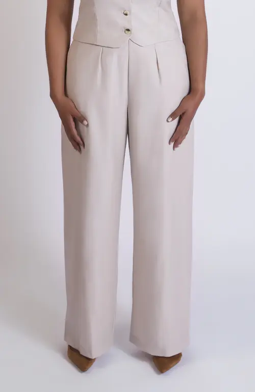AAM THE LABEL Wool Wide Leg Trousers - Oat