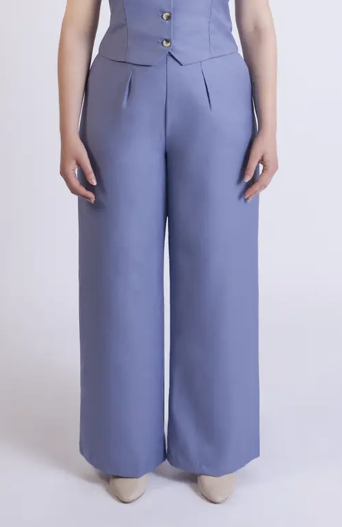 AAM THE LABEL Wool Wide Leg Trousers - Sky