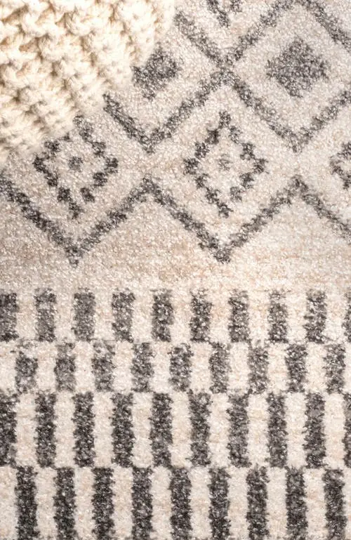 JONATHAN Y Ifrane Berber Geometric Stripe Area Rug - Cream/gray
