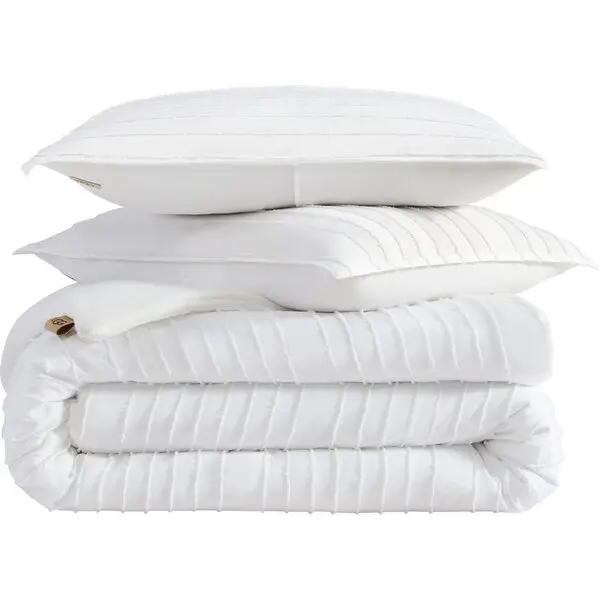 UGG Devon Comforter & Shams Set - Bright White Texture Stripe
