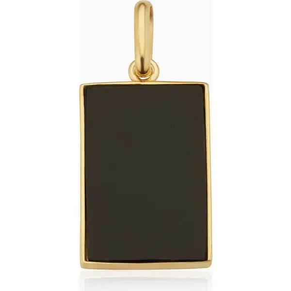 ORADINA 14k Yellow Gold Tag Me Pendant Charm - Gold - Black Onyx