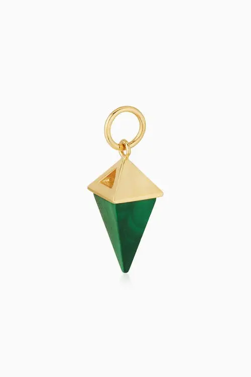 ORADINA 14k Gold Prism Point Pendant Charm - Gold - Green Malachite