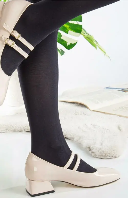 FOREVER & ALWAYS SHOES Lizbeth Mary Jane Shoes With Buckled Straps And Block Heel - Beige