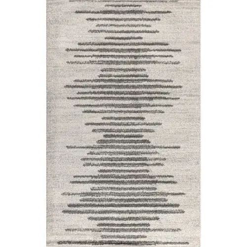 JONATHAN Y Aya Berber Stripe Geometric Area Rug - Cream/gray