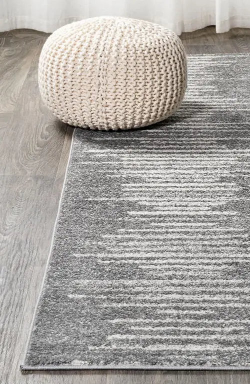 JONATHAN Y Aya Berber Stripe Geometric Area Rug - Gray/cream