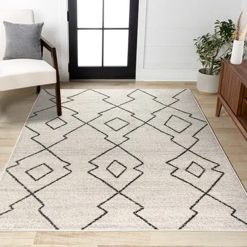 JONATHAN Y Alia Moroccan Beni Souk Area Rug - Cream/black