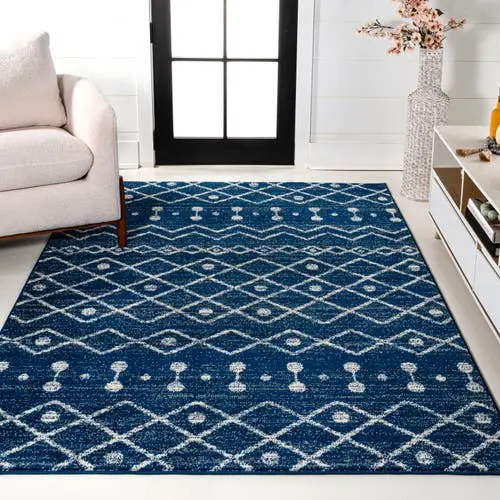 JONATHAN Y Aksil Moroccan Beni Souk Area Rug - Navy/cream