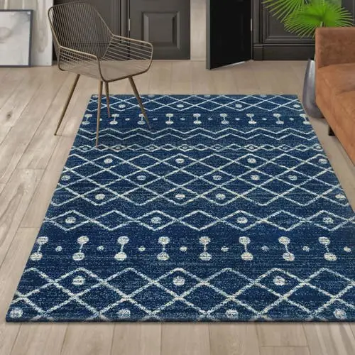 JONATHAN Y Aksil Moroccan Beni Souk Area Rug - Navy/cream