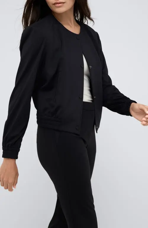 KENNETH COLE Athletic Stretch Collarless Bomber Jacket