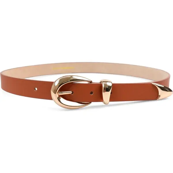 PETIT MOMENTS Marisa Leather Belt - Tan/ Gold