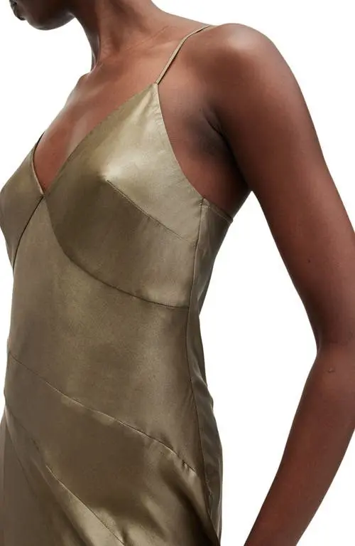 Allsaints Lili Maxi Dress In Metallic Gold - 30% Off | Editorialist