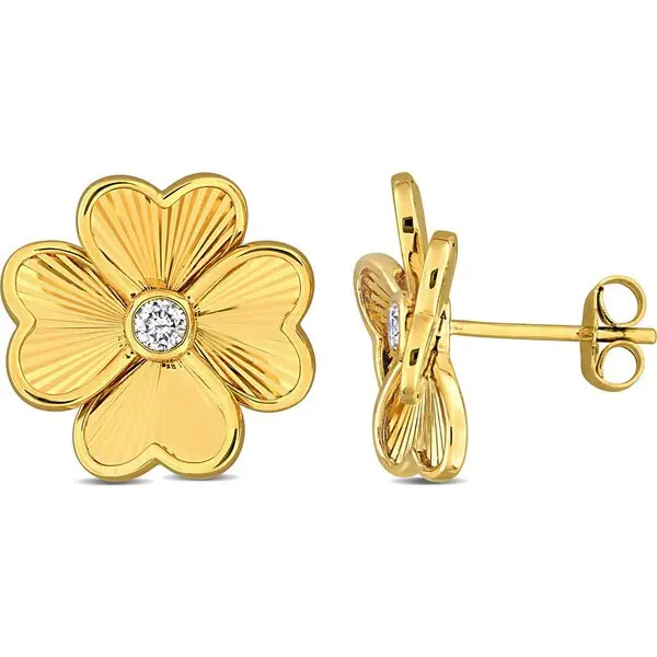 JULIANNA B. Diamond Flower Stud Earrings 10k - Yellow Gold