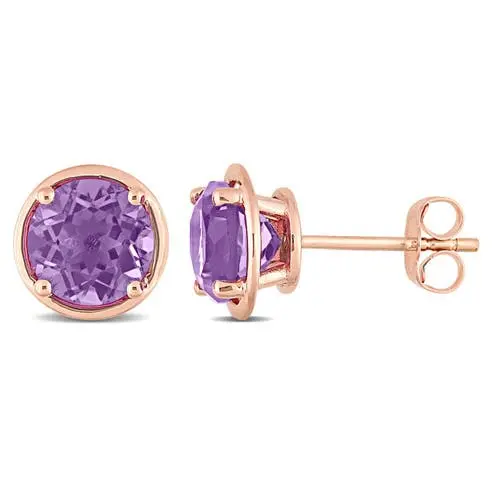 JULIANNA B. 14k Rose Gold Stud Earrings - Amethyst