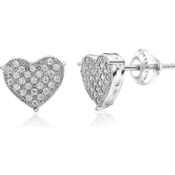 DONATELLO GIAN Heart Moissanite Stud Earrings - Silver