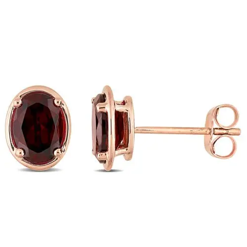 JULIANNA B. 14k Garnet Stud Earrings - Rose Gold