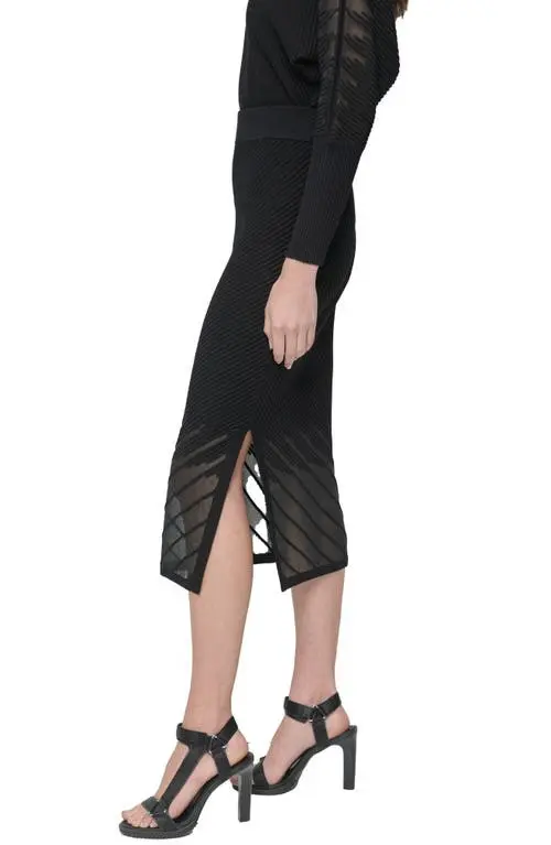Dkny Illusion Rib-knit Sweater Skirt - Black