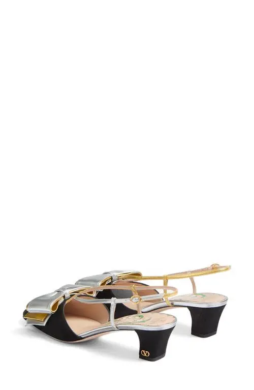 Valentino Garavani Bowow Slingback Pumps - Black/ Silver