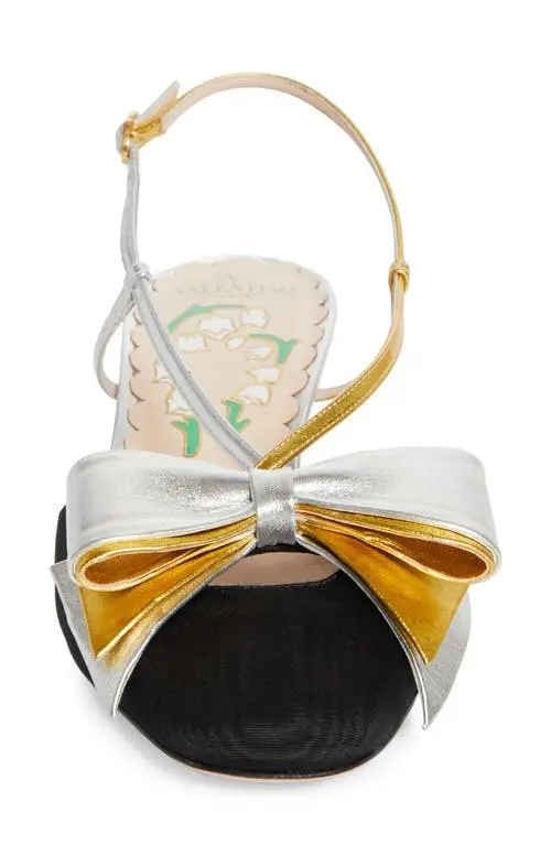 Valentino Garavani Bowow Slingback Pumps - Black/ Silver