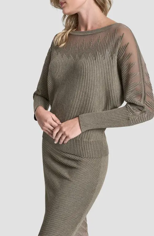 Dkny Illusion Rib Boatneck Sweater - City Taupe Heather