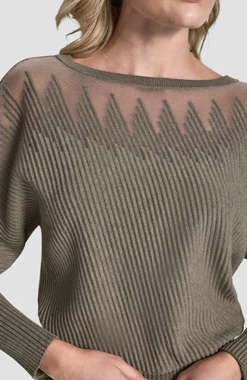 Dkny Illusion Rib Boatneck Sweater - City Taupe Heather