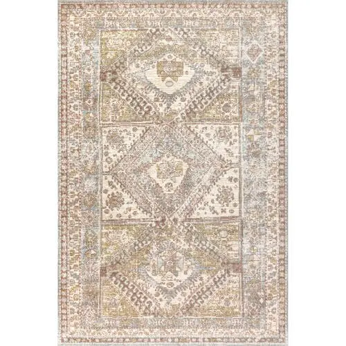 JONATHAN Y Darija Ornate Geometric Medallion Area Rug - Light Blue/ivory