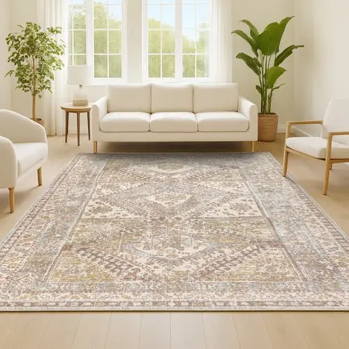 JONATHAN Y Darija Ornate Geometric Medallion Area Rug - Light Blue/ivory