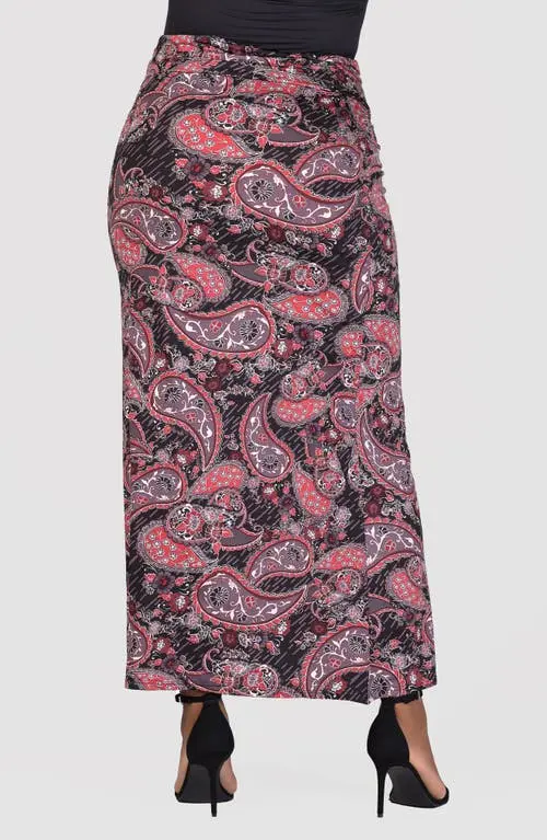 24SEVEN COMFORT APPAREL Paisley Print Maxi Skirt - Pink Multi
