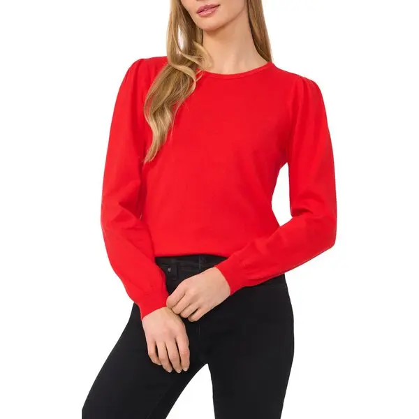 CECE DUPRAZ Puff Sleeve Cotton Sweater