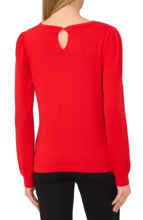 CECE DUPRAZ Puff Sleeve Cotton Sweater