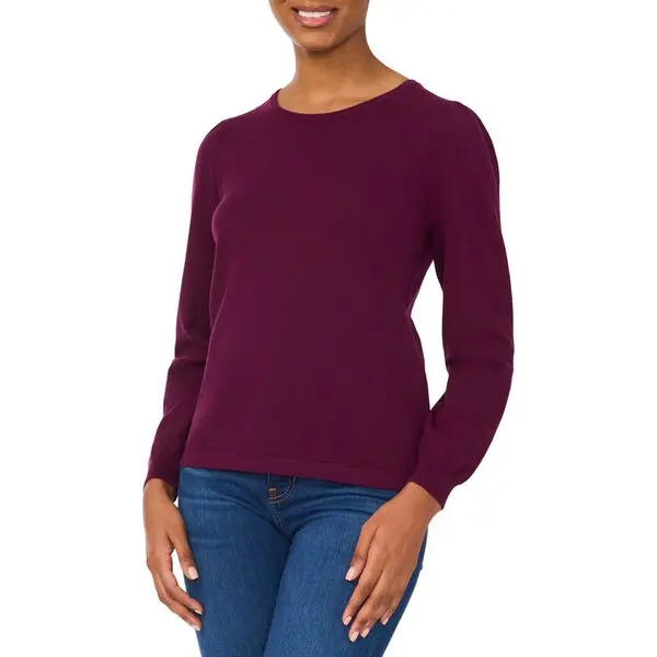 CECE DUPRAZ Puff Sleeve Cotton Sweater - Pickled Beet