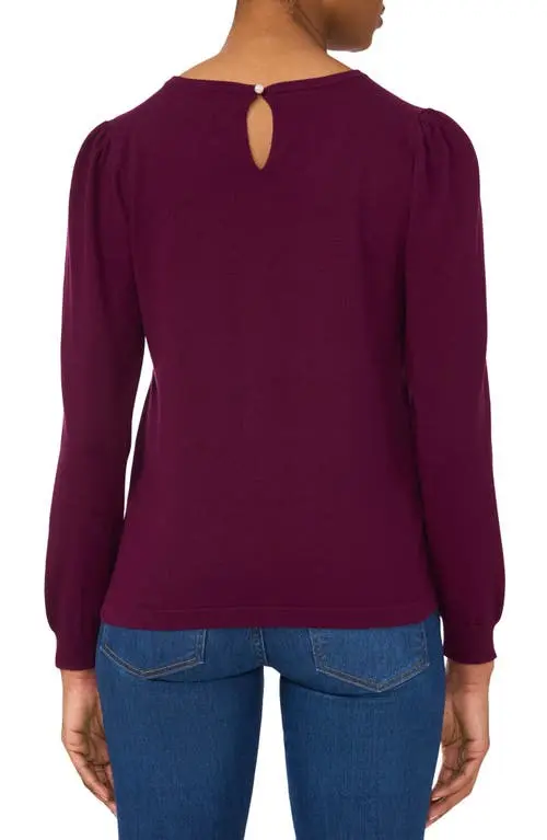 CECE DUPRAZ Puff Sleeve Cotton Sweater - Pickled Beet